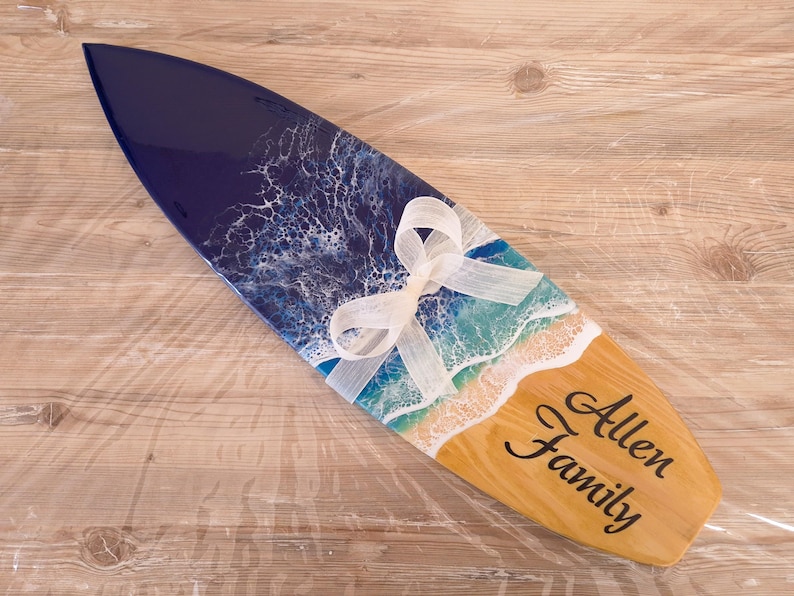 Personalized Epoxy Resin Surfboard Wall Art, Beach House Surf Decor ...