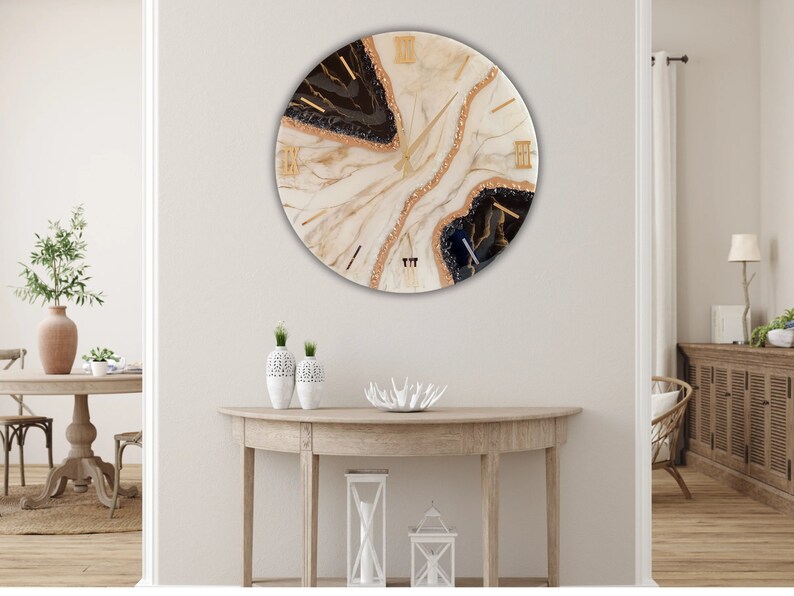 Large Aesthetic Living Room Wall Clock Resin Geode Modern - Etsy