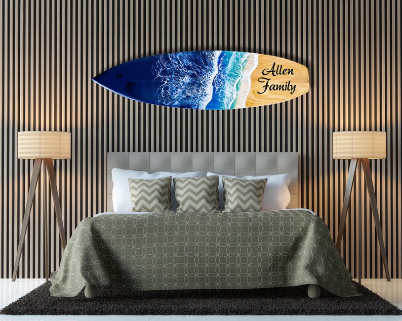Personalized Epoxy Resin Surfboard Wall Art, Beach House Surf Decor ...
