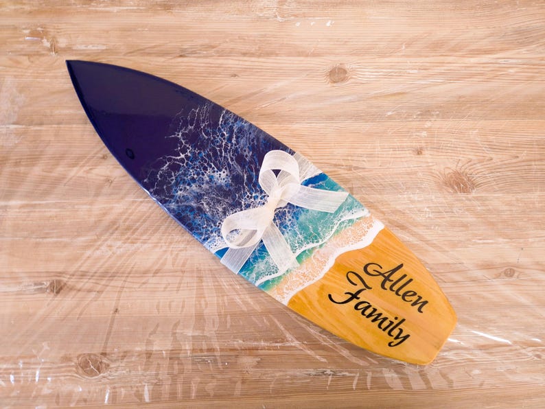 Personalized Epoxy Resin Surfboard Wall Art, Beach House Surf Decor ...