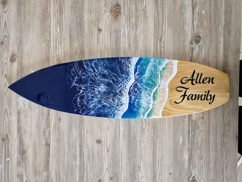 Personalized Epoxy Resin Surfboard Wall Art, Beach House Surf Decor ...
