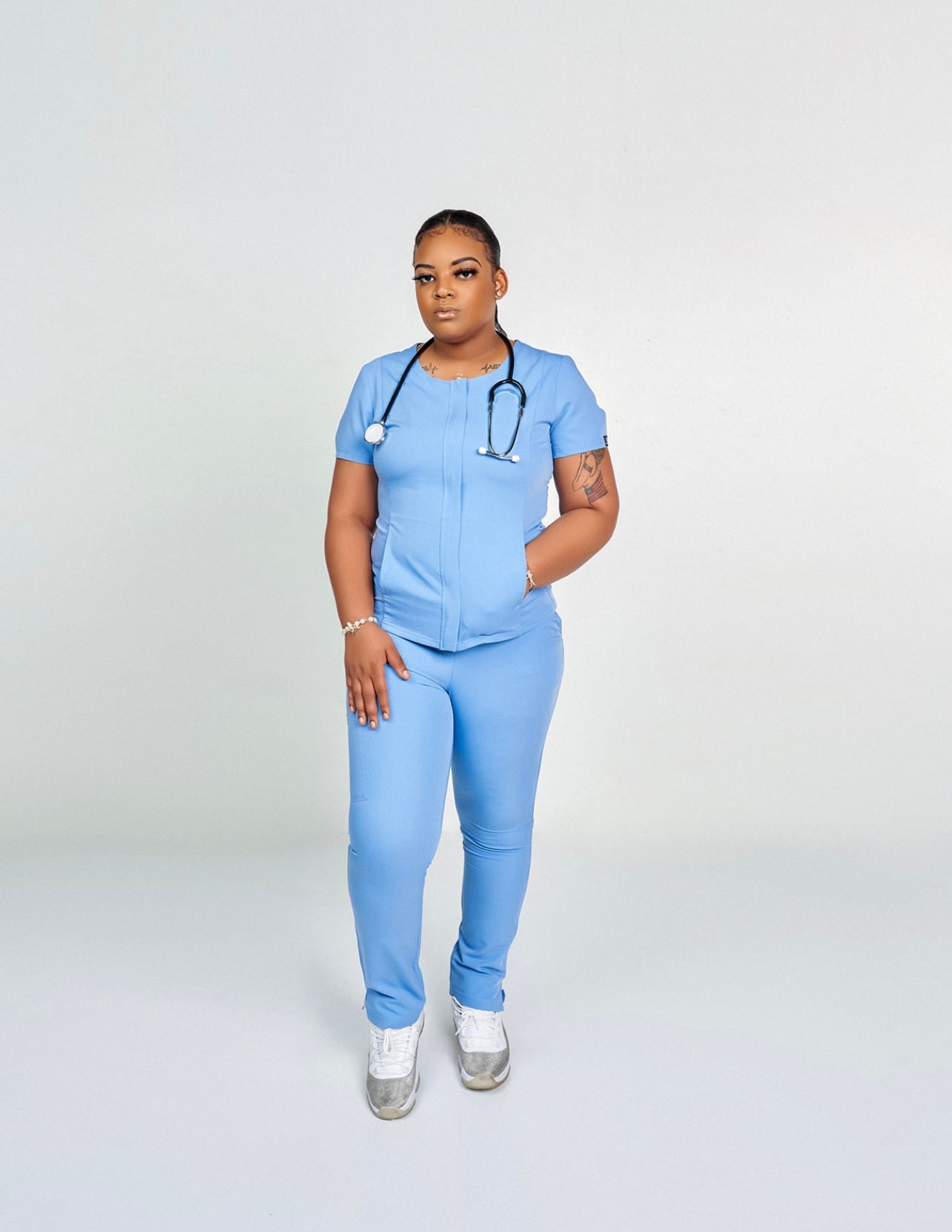Baby Blue Scrubs Sets, Women Nurse, Medical Scrubs, Hospital Uniform ...
