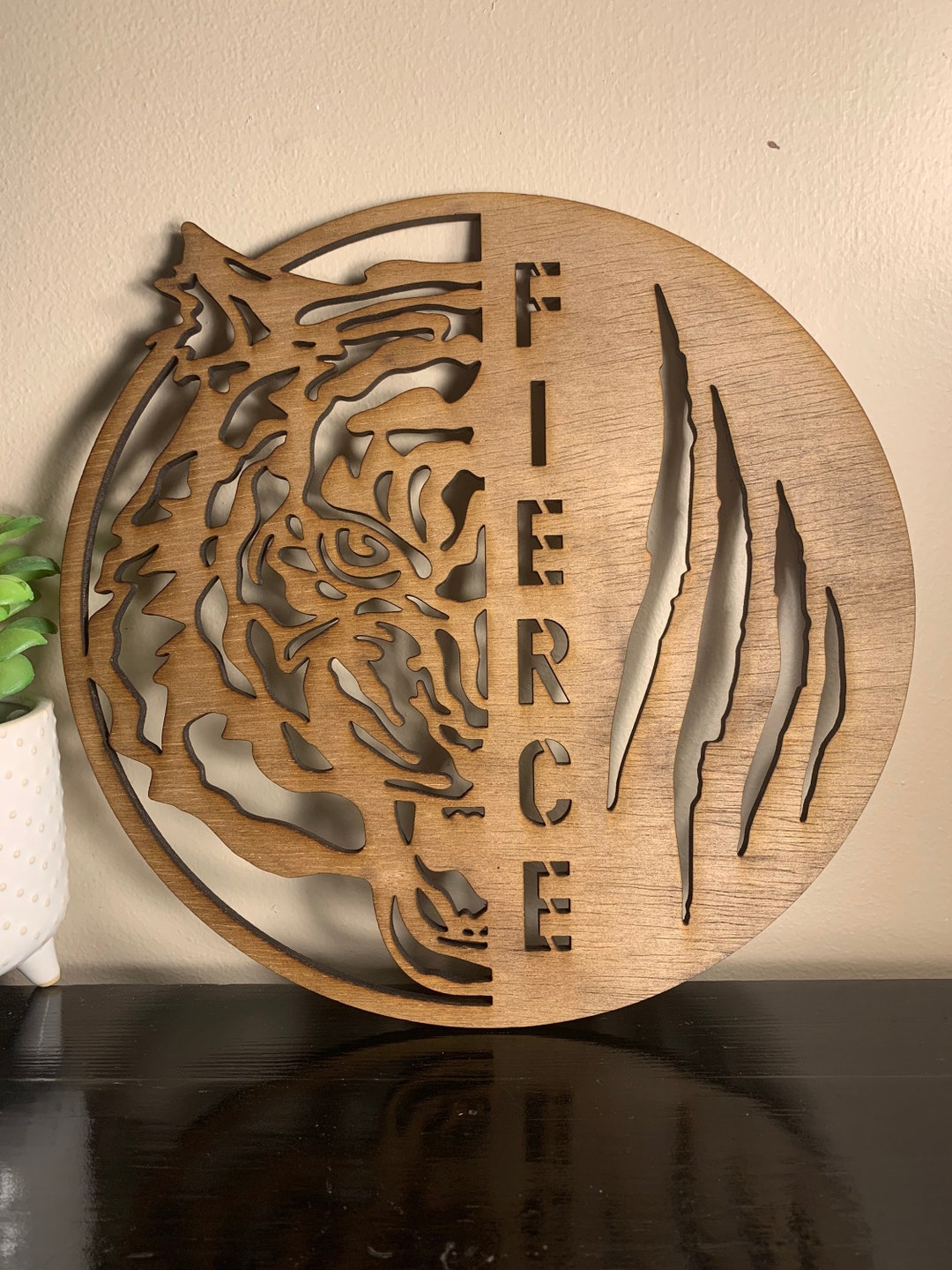 Tiger Fierce Sign-louisiana Proud-tigers-wooden Art-father’s Day-dad ...