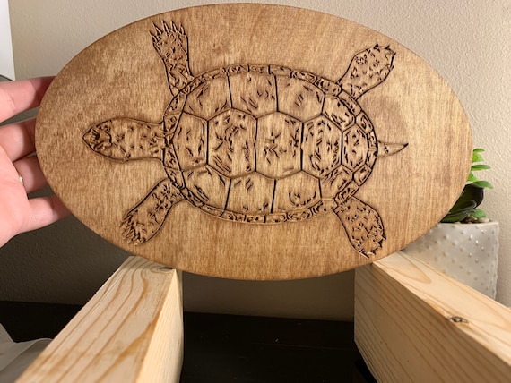Wooden Engraved Turtle Art | Etsy