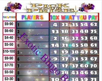 Pick Your Prize Bingo Board - Etsy