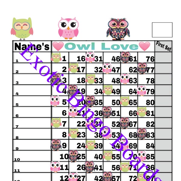 Owl Bingo - Etsy