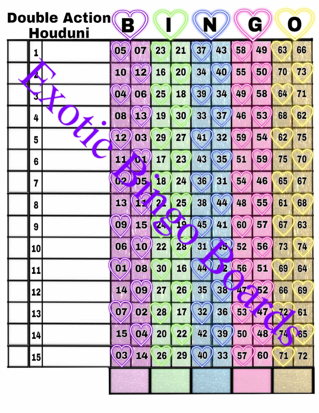 Tablero de bingo de 1 a 15 líneas, 1 a 75 bolas mixtas arco iris Houdini de doble acción - Etsy ...