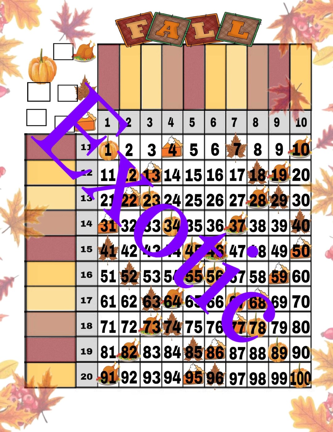 1-100 Ball Bingo Board, 1-20 Lines, Straight fall Grid - Etsy Canada