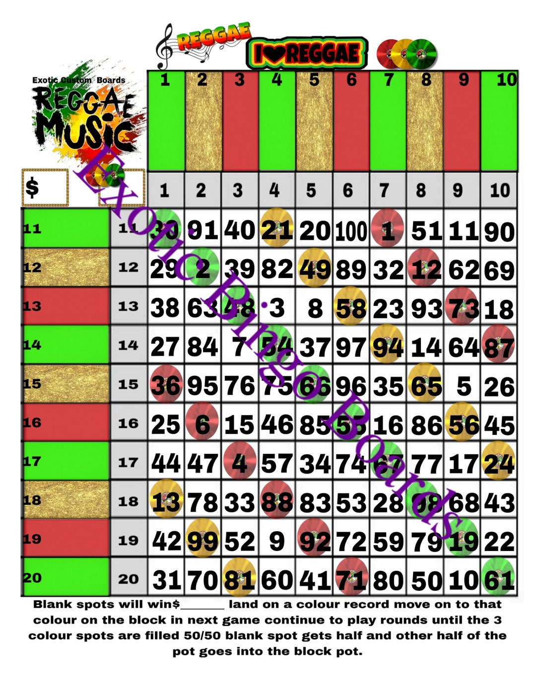 75-100 Ball JACKPOT Bingo - FIVE Boards Included -20 Line Grids -3 ...