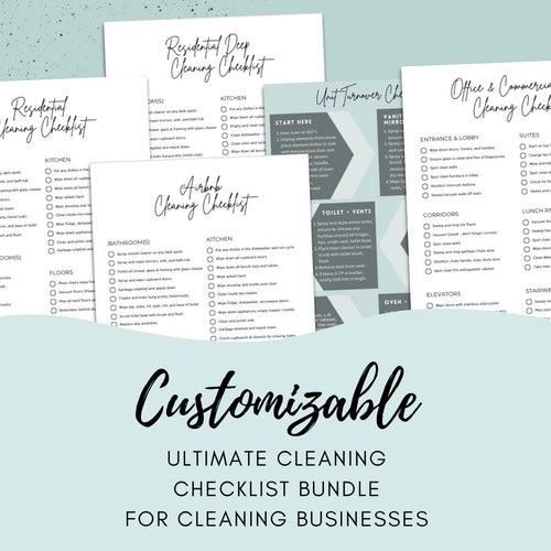 ULTIMATE CLEANING CHECKLIST Pack Editable Cleaning Business | Etsy