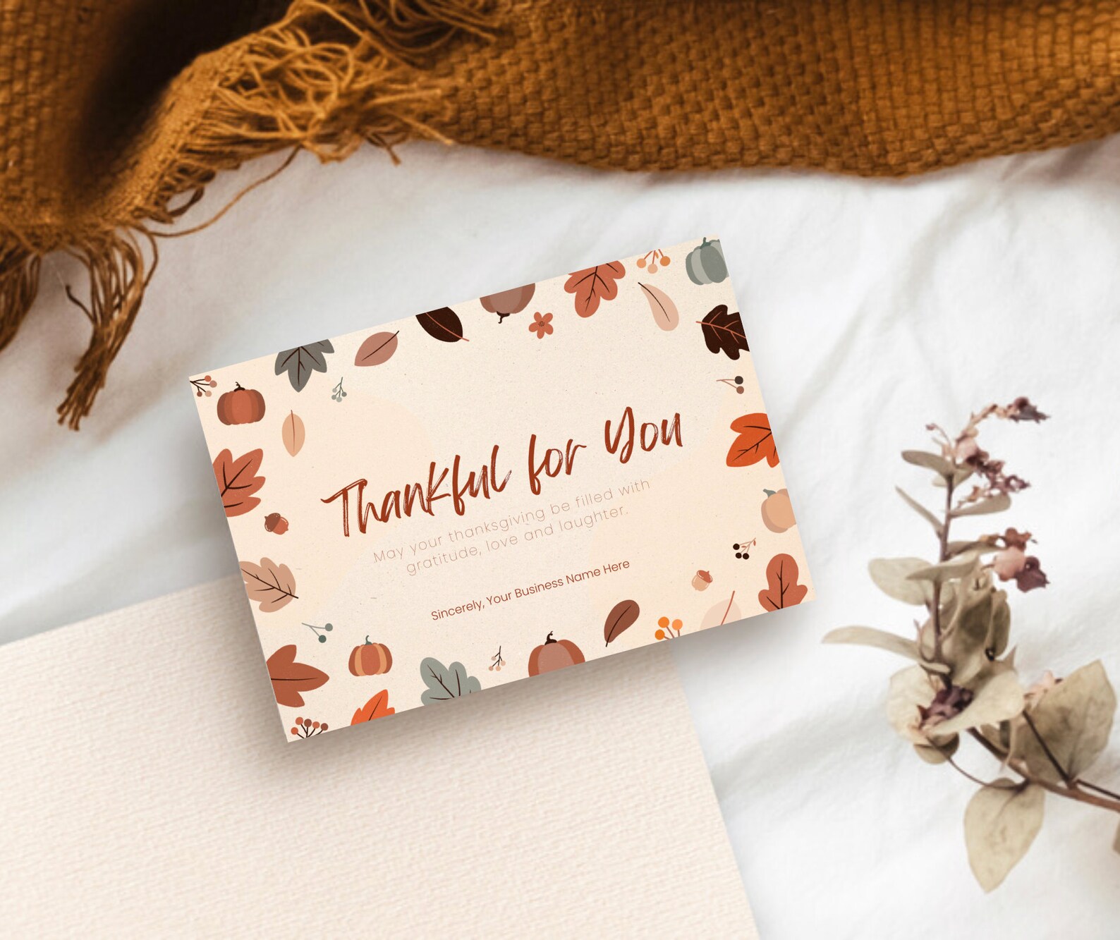 THANKSGIVING Thank You Card, Template, Canva Editable, Printable ...