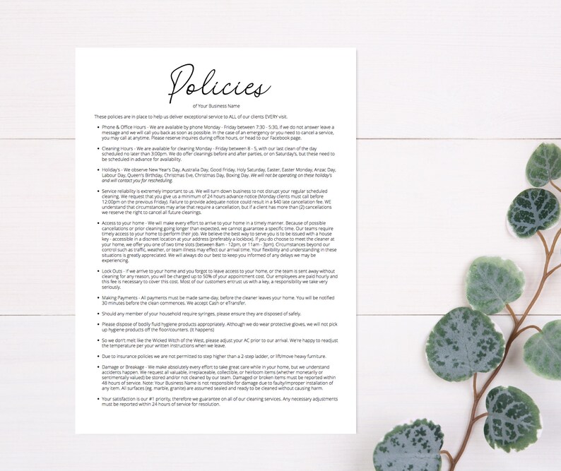 Minimalist New Client Welcome, Bundle, Policies, Client Intake Template ...