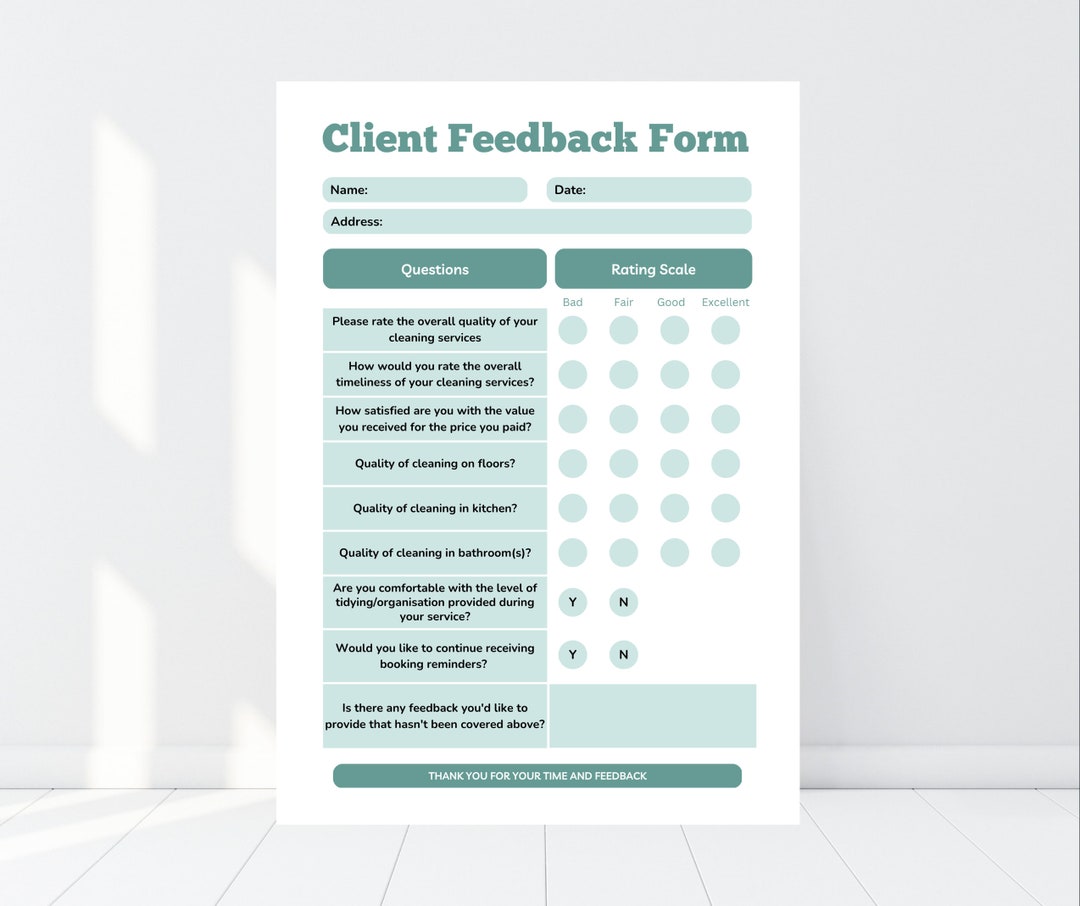 Client Feedback Survey, Comment Card, Questionnaire, Cleaning Business ...