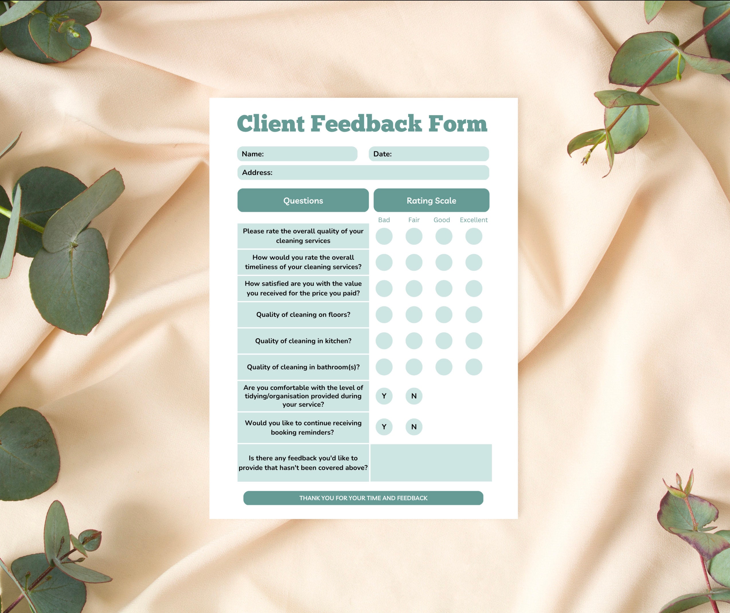Client Feedback Survey, Comment Card, Questionnaire, Cleaning Business ...