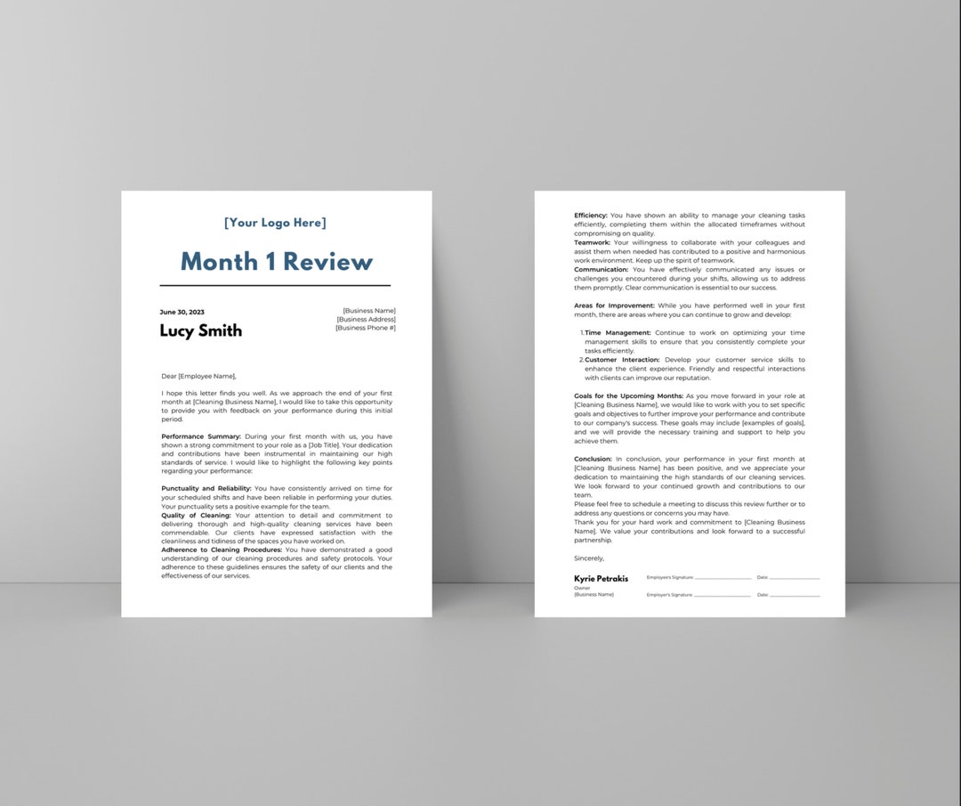 Employee Performance Review Template | Cleaning Business, Customizable ...