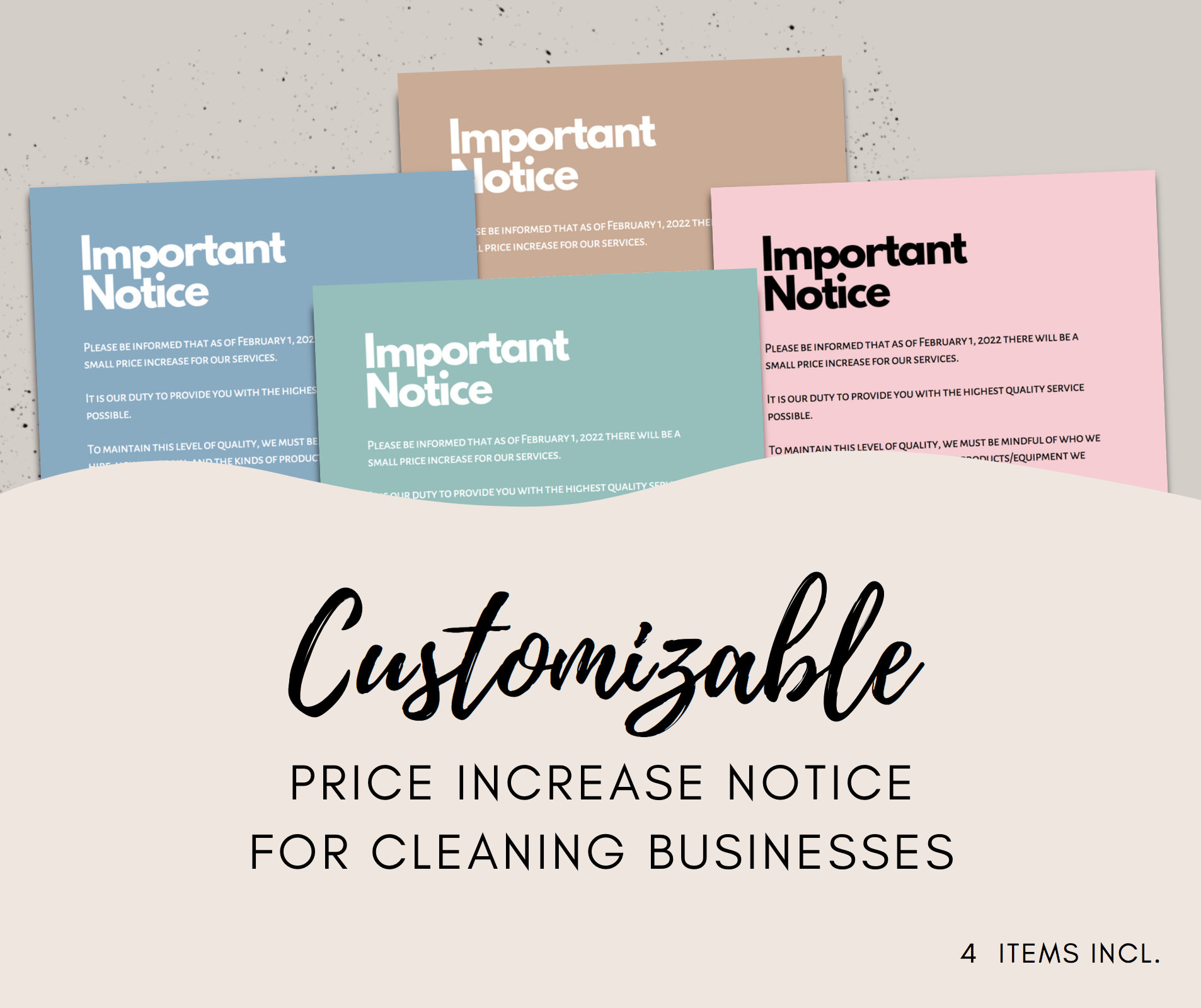 PRICE INCREASE LETTER Ll, Editable, Cleaning Business, Professional ...