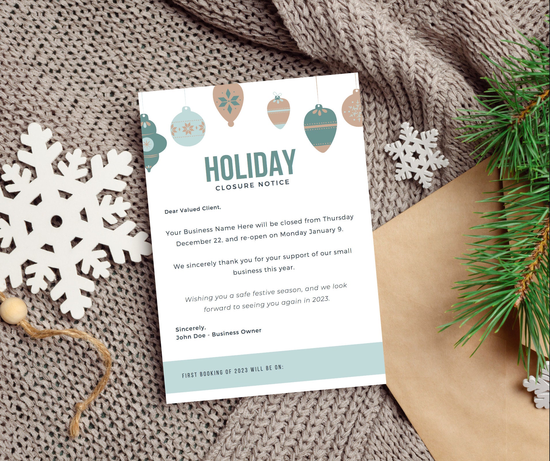 HOLIDAY CLOSURE NOTICE, Editable, Cleaning Business, Professional ...