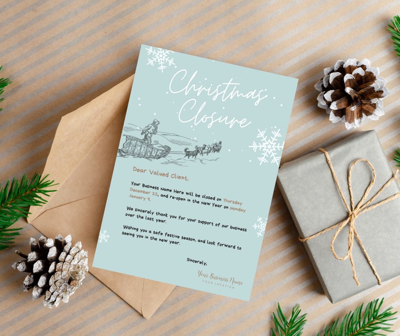 CHRISTMAS CLOSURE NOTICE, Editable, Business, Professional, Commercial ...