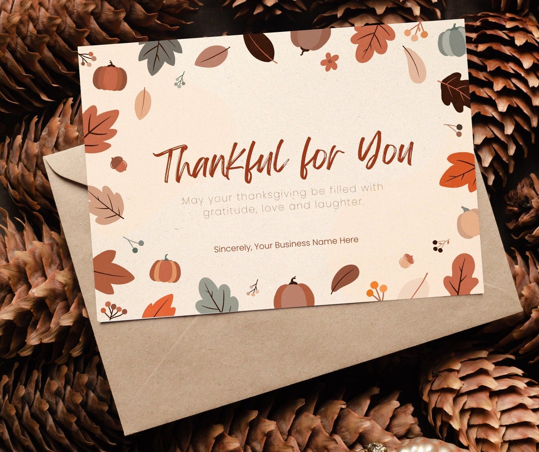 THANKSGIVING Thank You Card, Template, Canva Editable, Printable ...