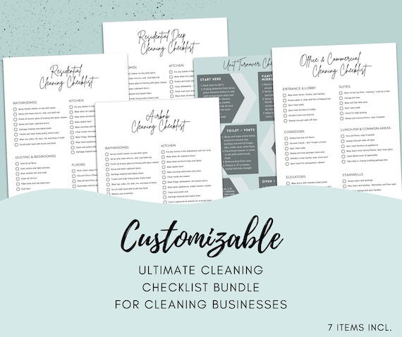 ULTIMATE CLEANING CHECKLIST Pack Editable Cleaning Business | Etsy