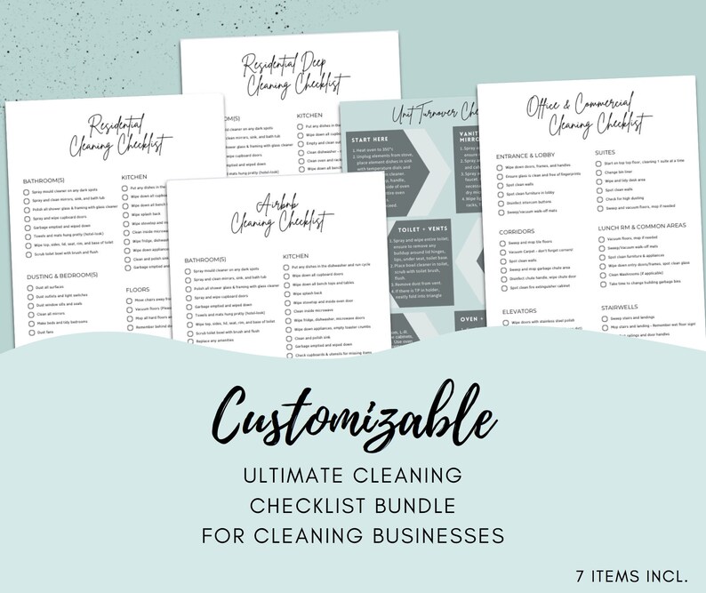 ULTIMATE CLEANING CHECKLIST Pack Editable Cleaning Business | Etsy