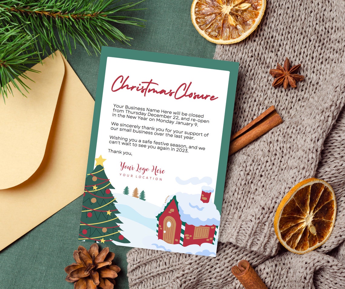 CHRISTMAS CLOSURE NOTICE 2, Editable, Cleaning Business, Professional ...