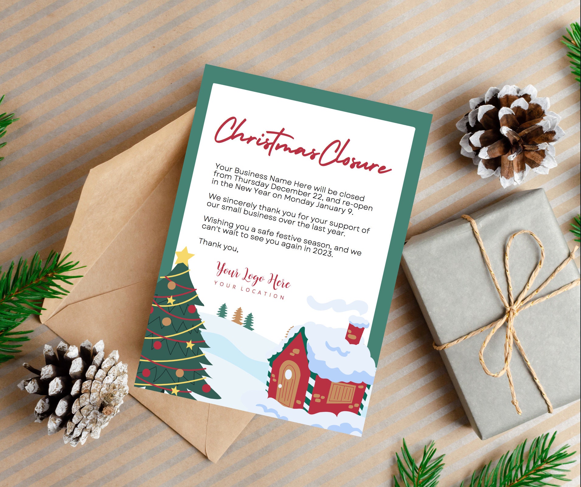 CHRISTMAS CLOSURE NOTICE 2, Editable, Cleaning Business, Professional ...