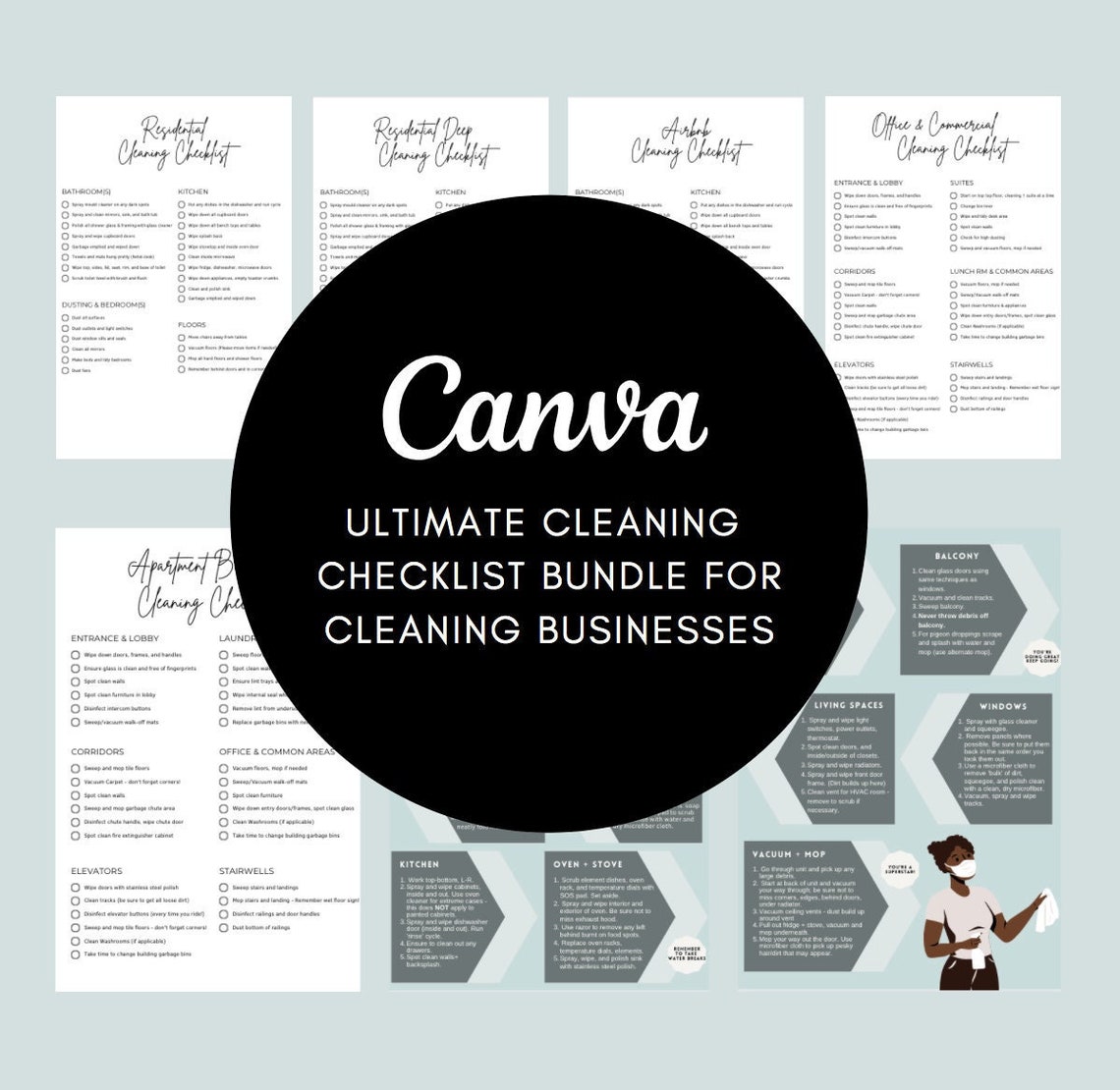 ULTIMATE CLEANING CHECKLIST Pack Editable Cleaning Business | Etsy