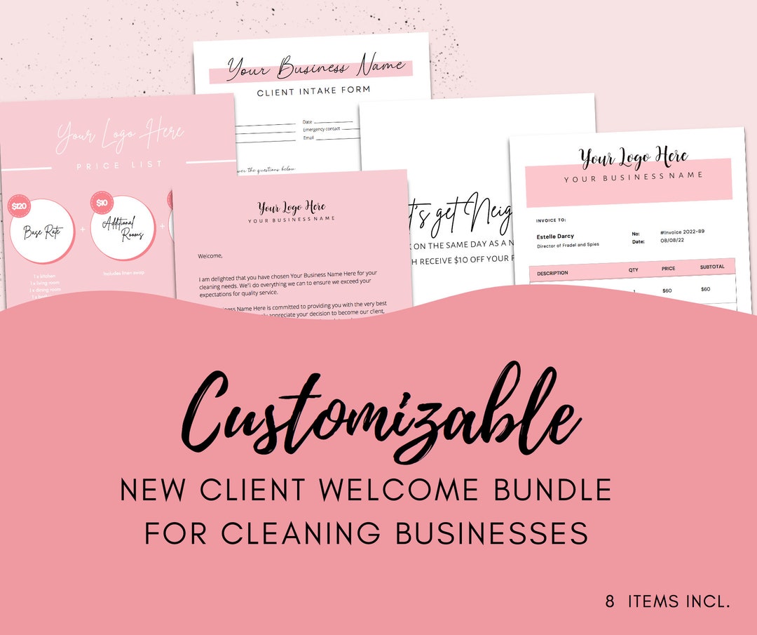 New Client Welcome Packet, PINK, Bundle, Policies, Client Onboarding ...