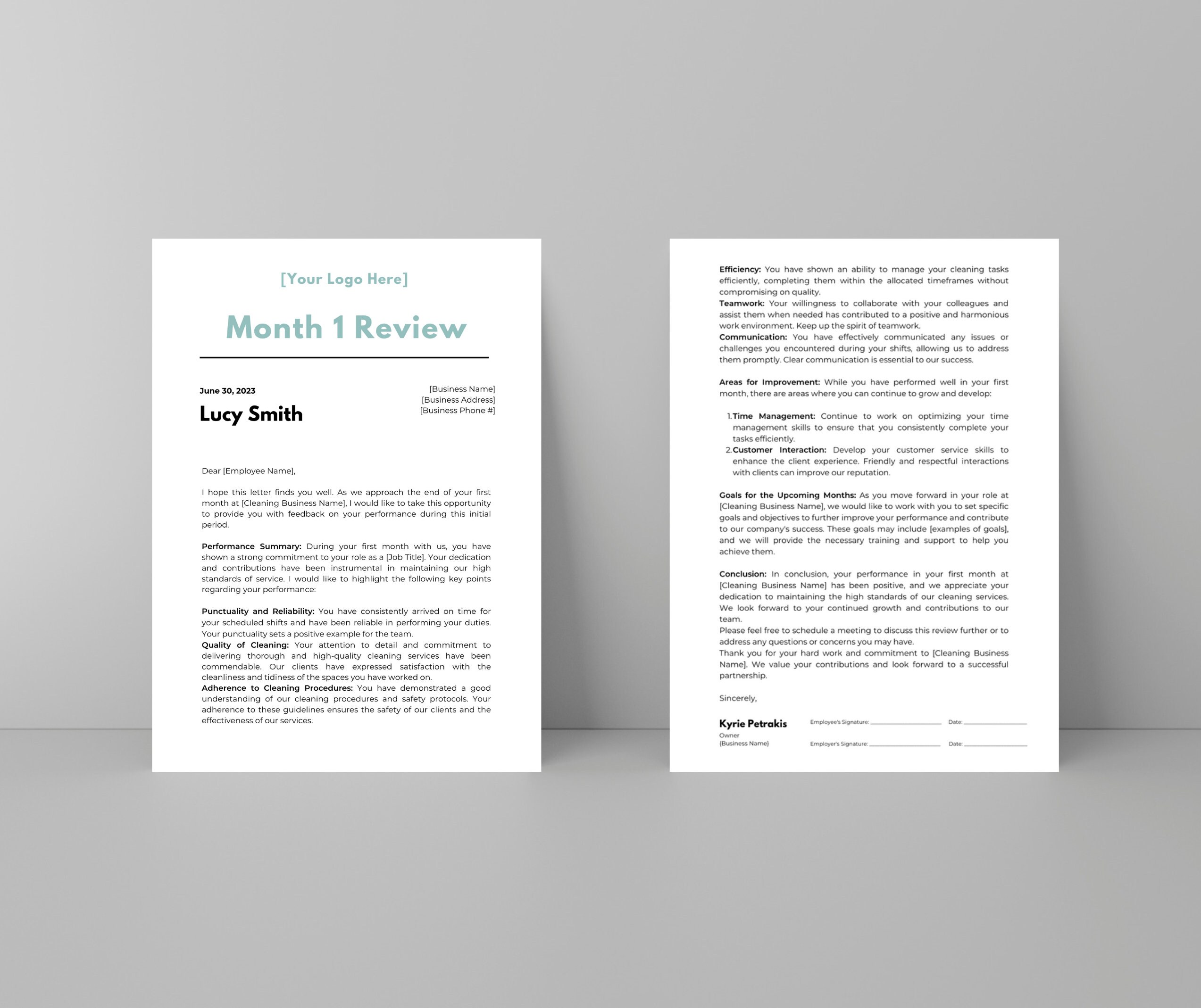 Employee Performance Review Template | Cleaning Business, Customizable ...