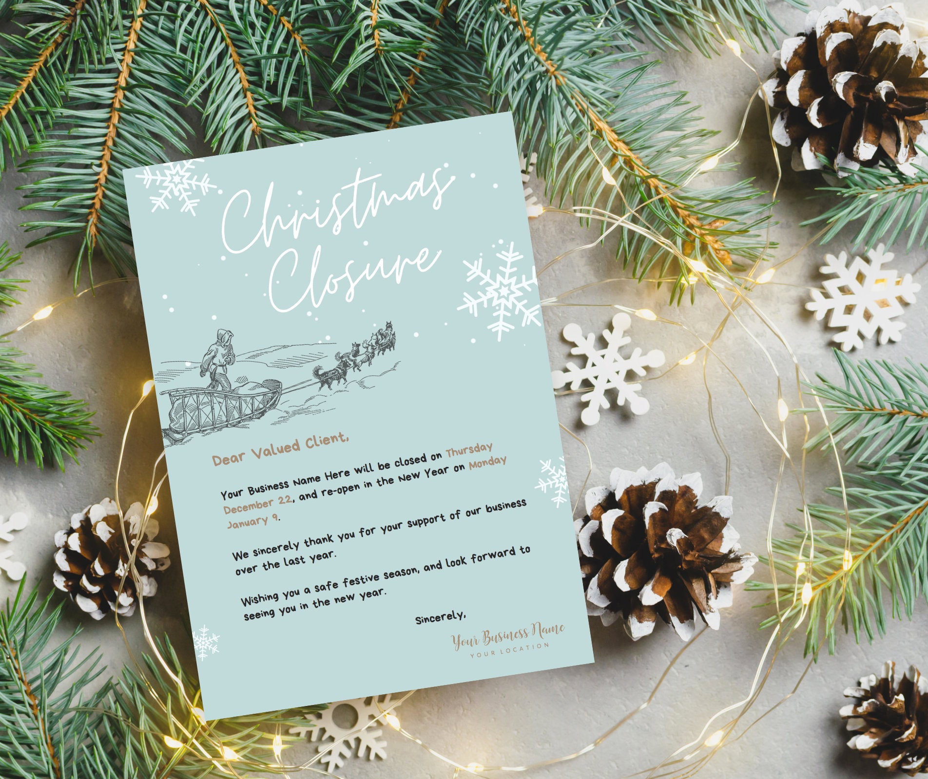 CHRISTMAS CLOSURE NOTICE, Editable, Business, Professional, Commercial ...