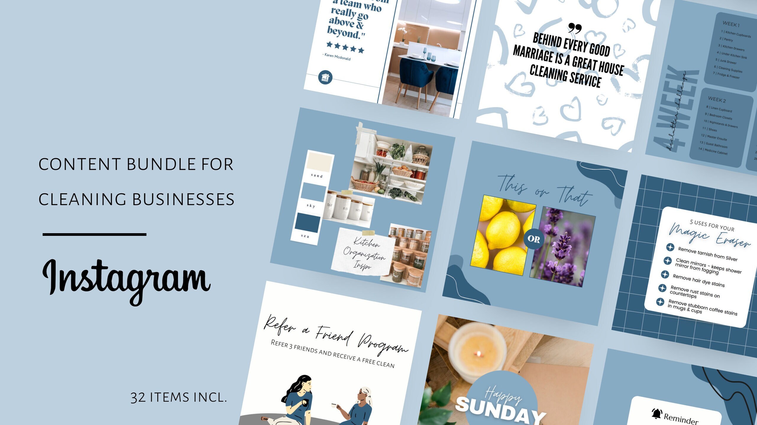 INSTAGRAM POST Bundle, BLUE, Instagram Content, Business, Instagram ...
