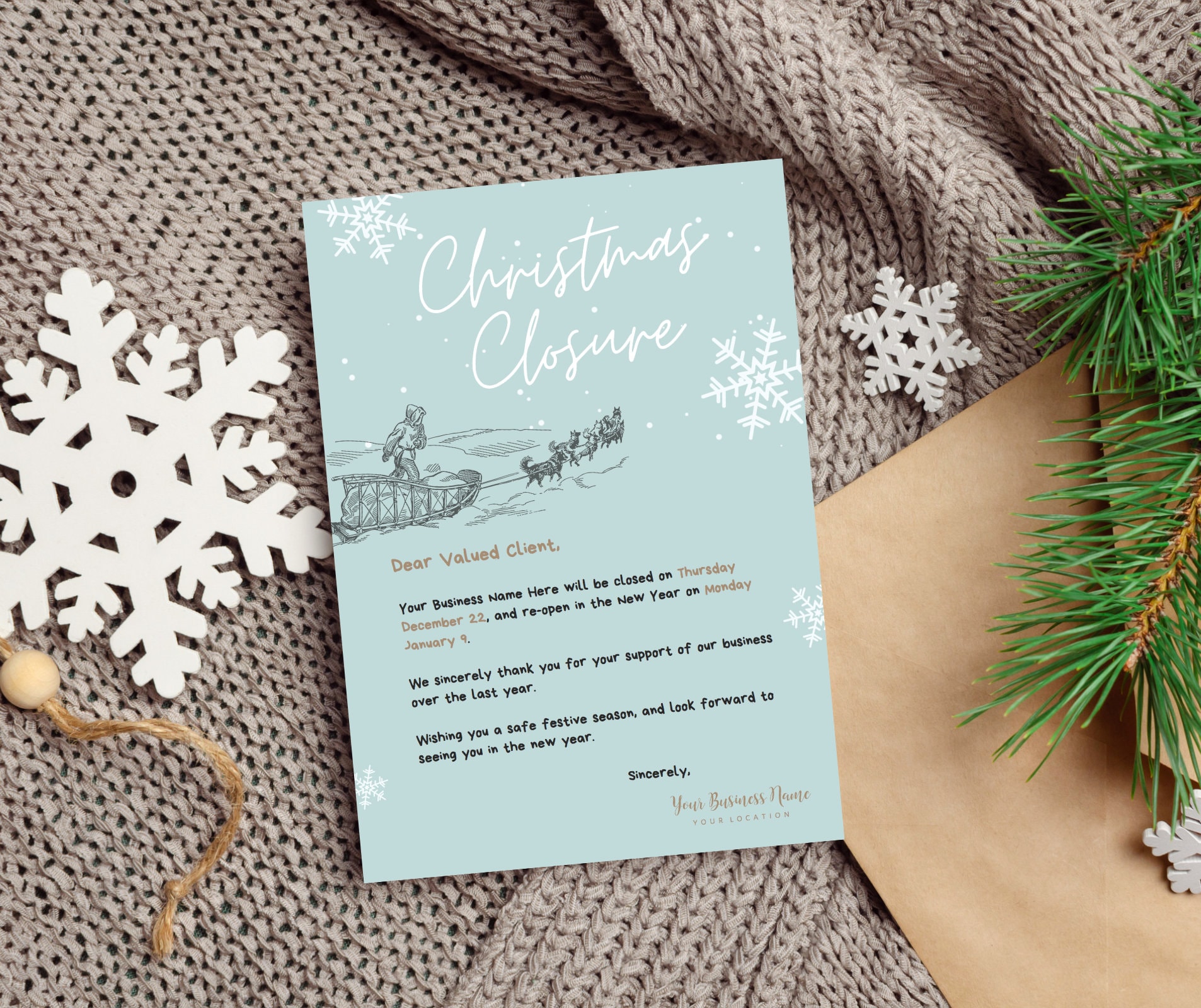 CHRISTMAS CLOSURE NOTICE, Editable, Business, Professional, Commercial ...