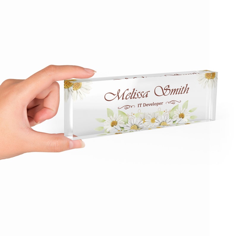 Daisies Concept Desk Name Plate Custom Personalized Desk Sign Plaque ...
