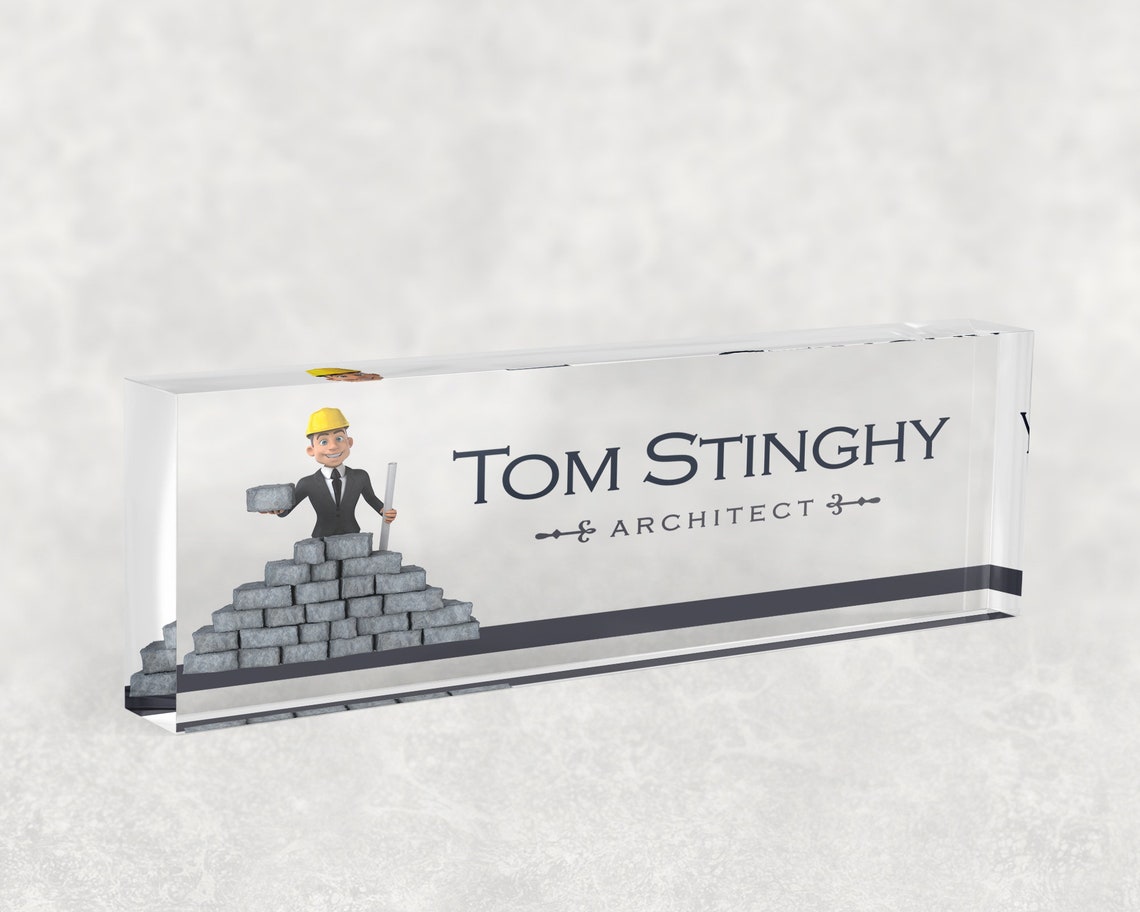 Architect Desk Name Plate Comic Concept Custom Personalized Desk Sign ...