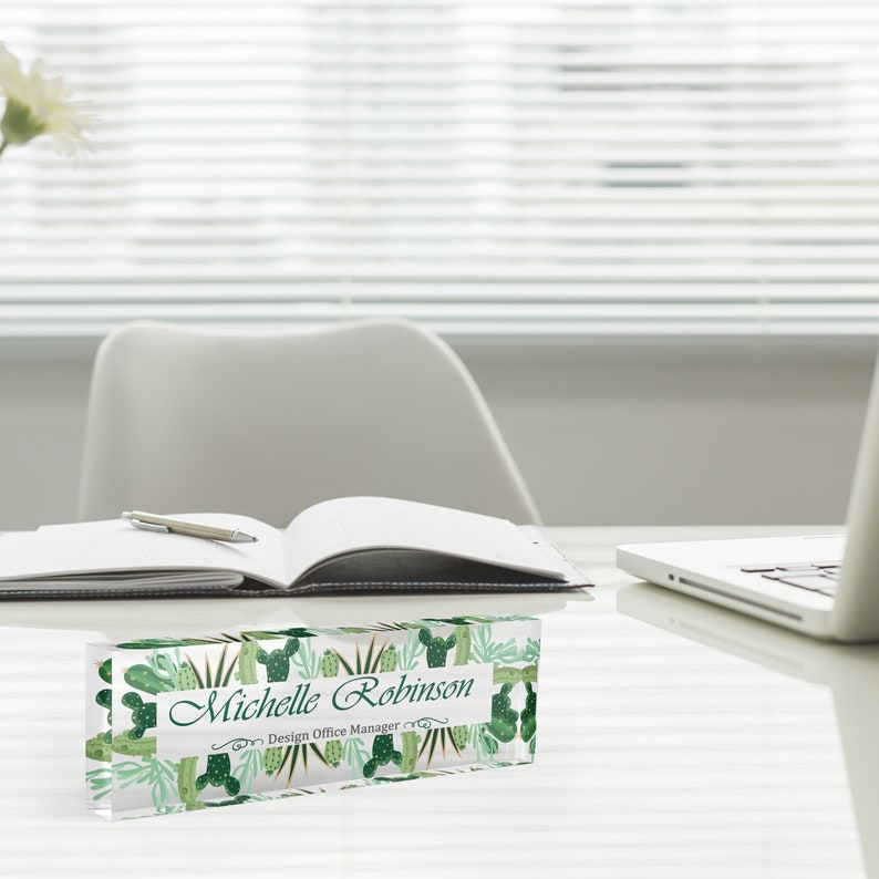 Desk Name Plate Custom Personalized Desk Sign Plaque Office Flower ...