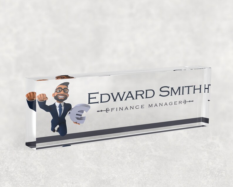 Finance Manager Desk Name Plate Comic Concept Custom Personalized Desk ...