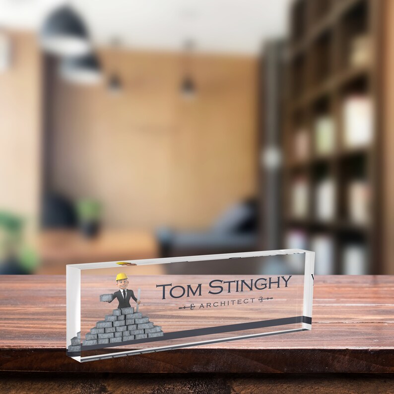 Architect Desk Name Plate Comic Concept Custom Personalized Desk Sign ...