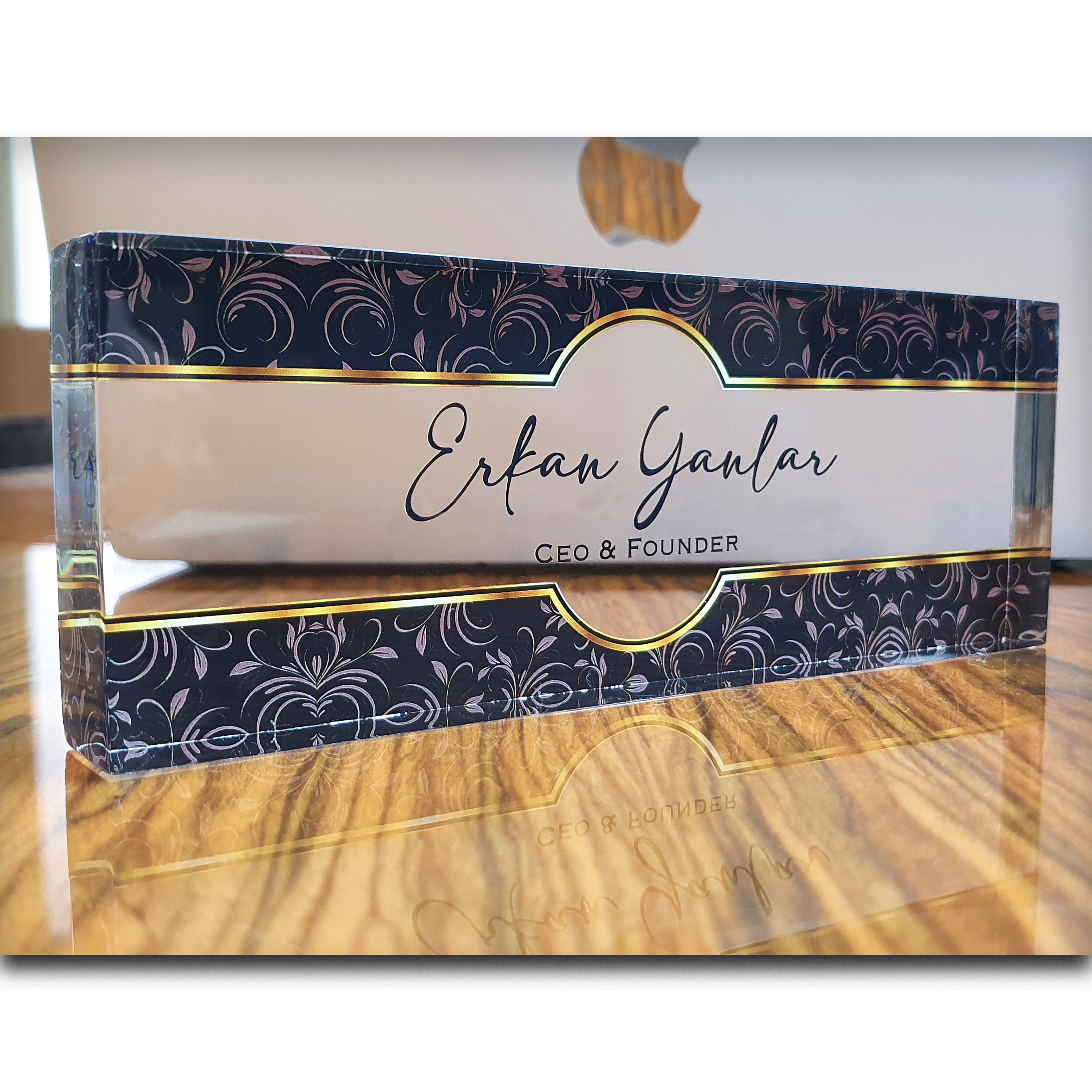 Desk Name Plate Custom Personalized Desk Sign Plaque Office Flower ...