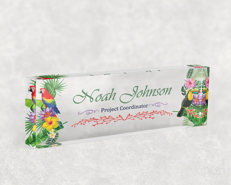 Desk Name Plate Custom Personalized Desk Sign Plaque Office Flower ...