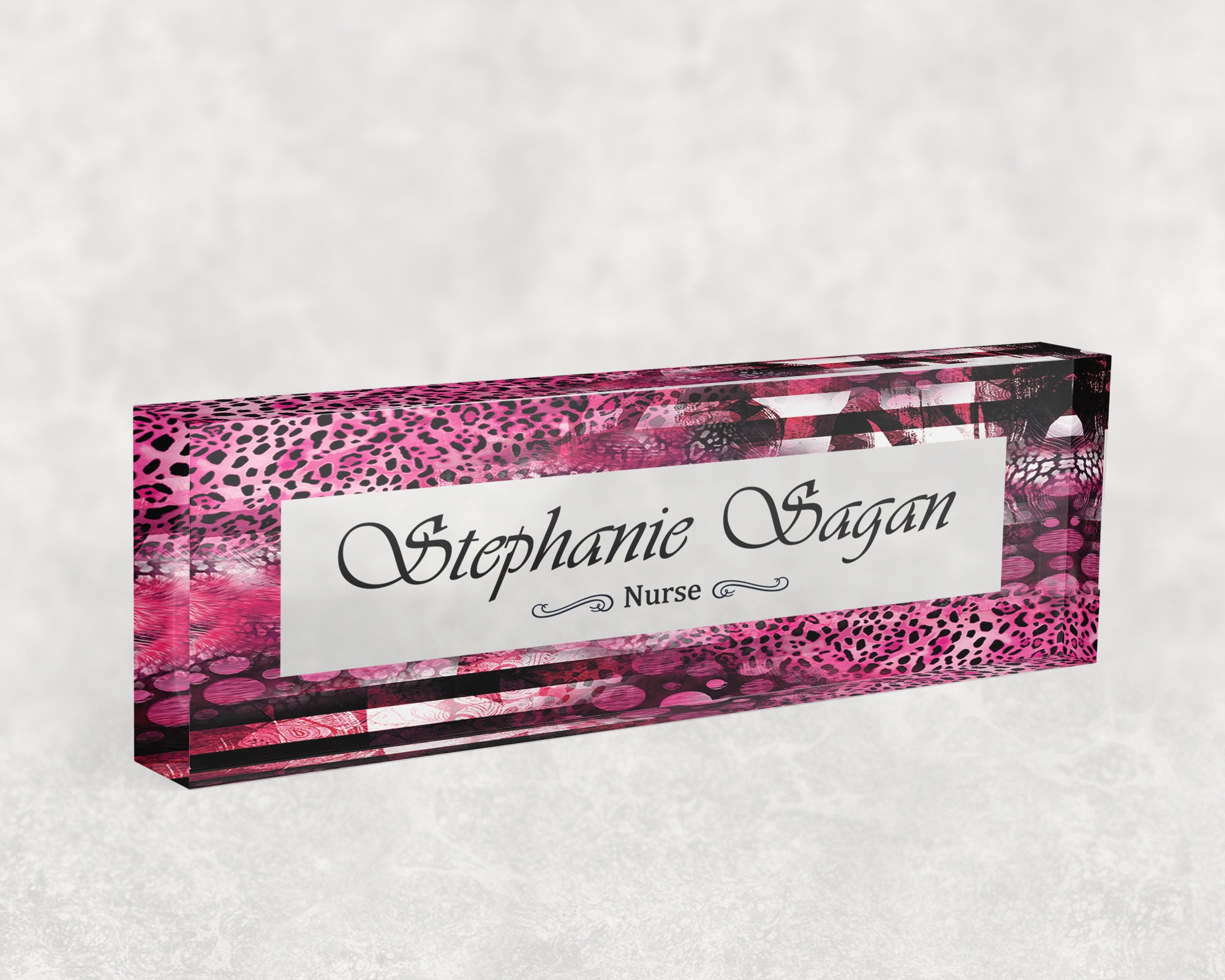 Leopard Desk Name Plate Custom Personalized Desk Sign, Office Gift ...