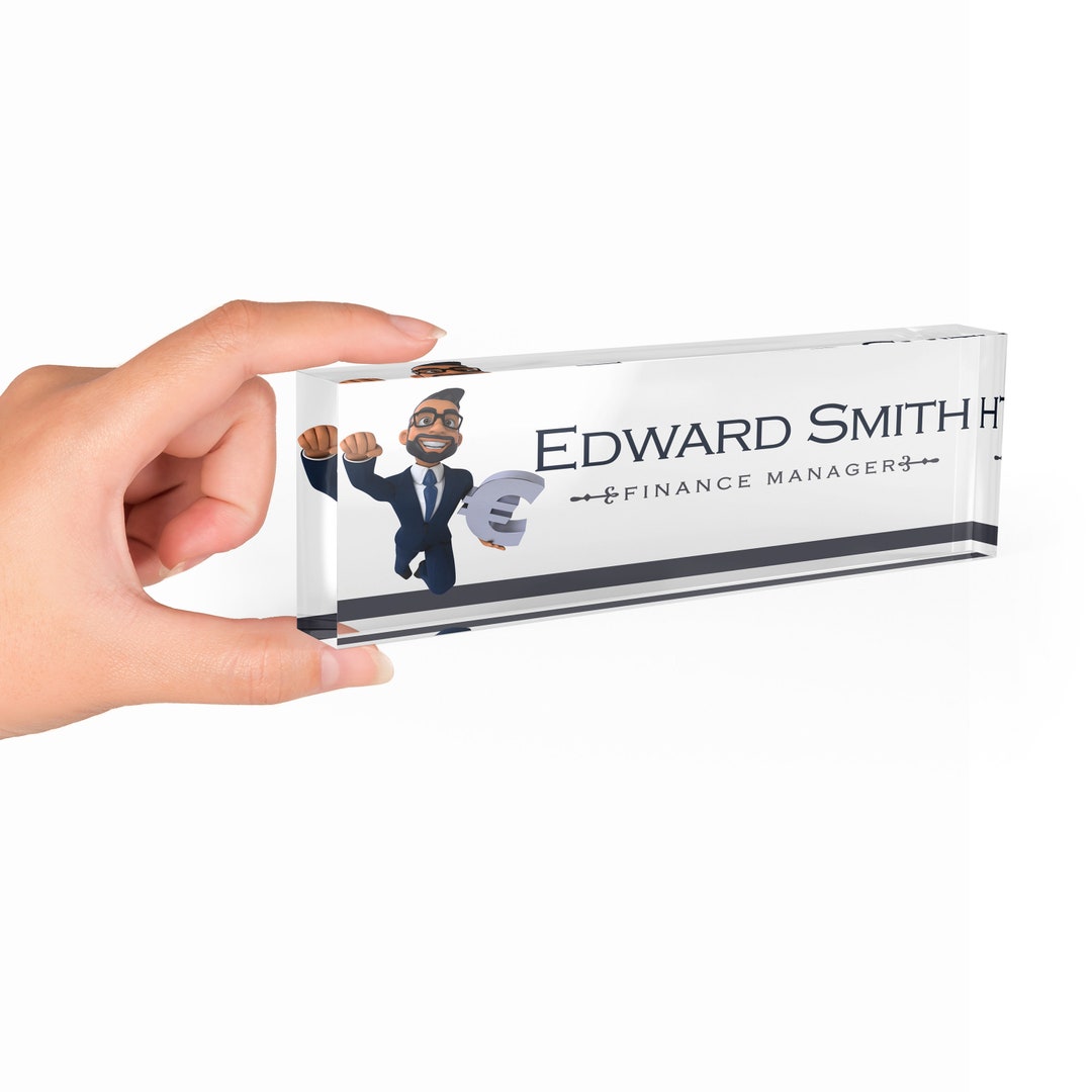 Finance Manager Desk Name Plate Comic Concept Custom Personalized Desk ...