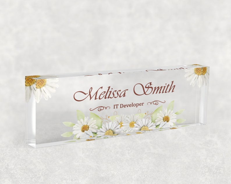 Daisies Concept Desk Name Plate Custom Personalized Desk Sign Plaque ...
