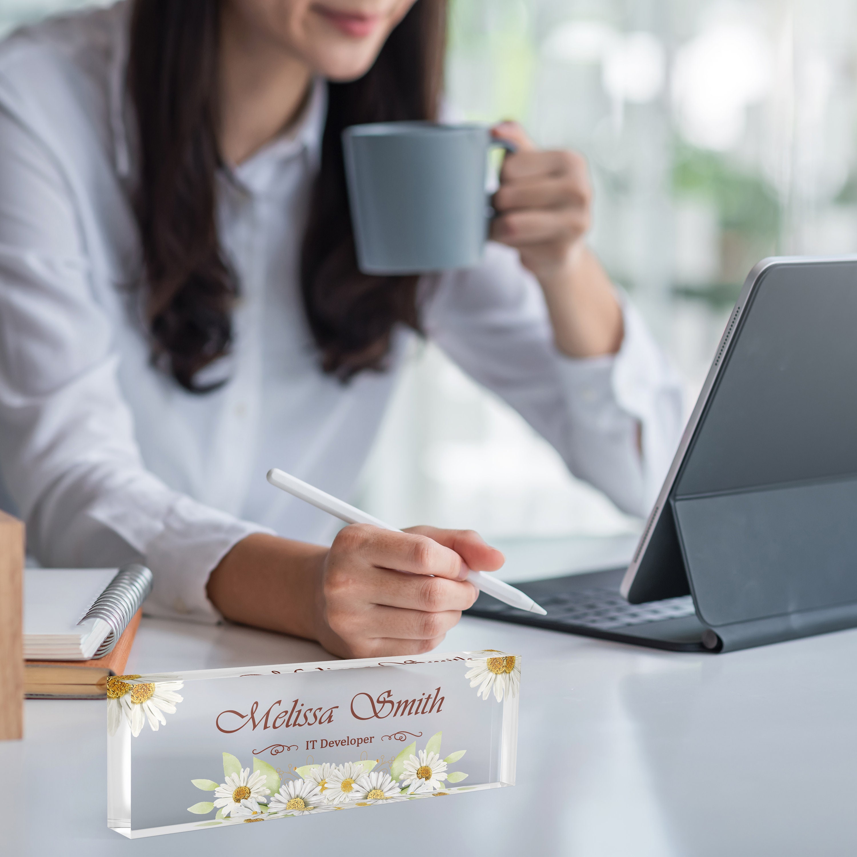 Daisies Concept Desk Name Plate Custom Personalized Desk Sign Plaque ...