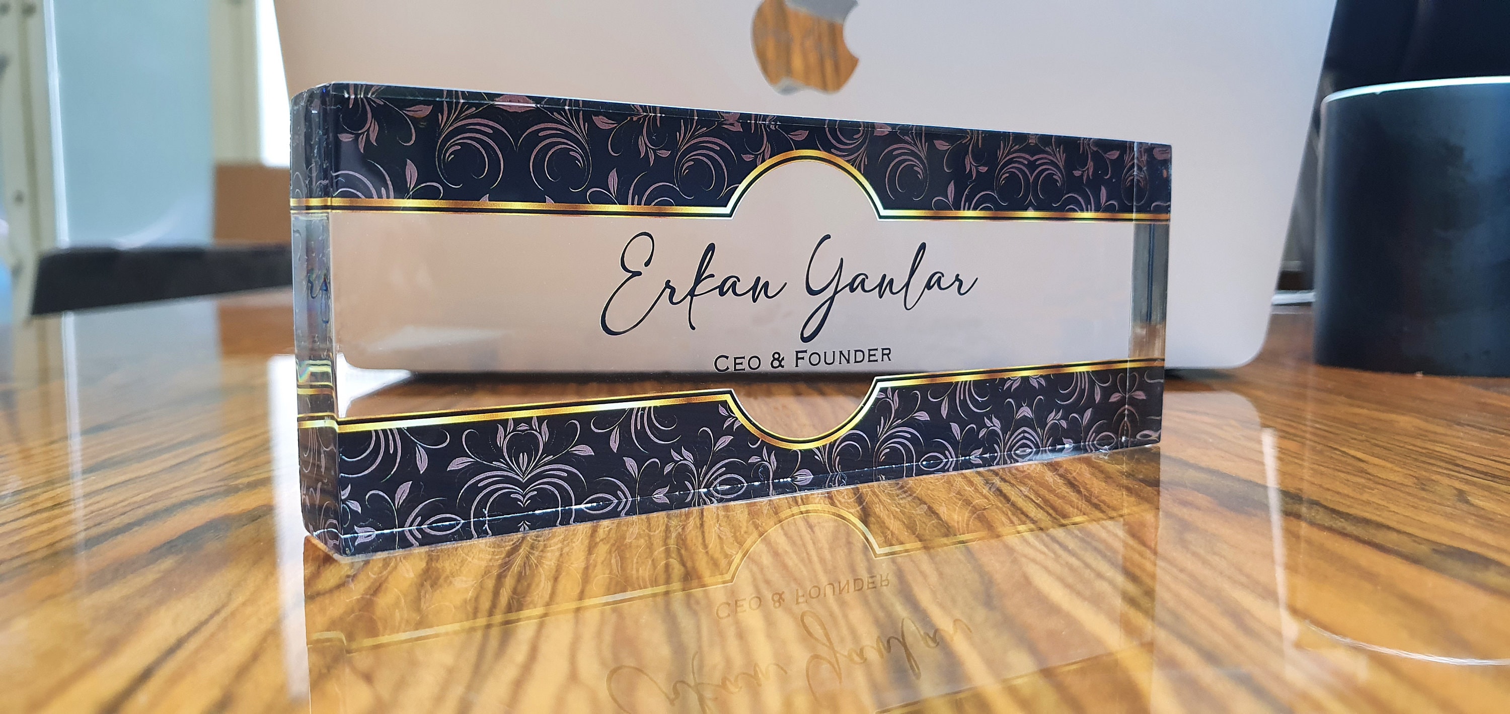 Desk Name Plate Custom Personalized Desk Sign Plaque Office Flower ...