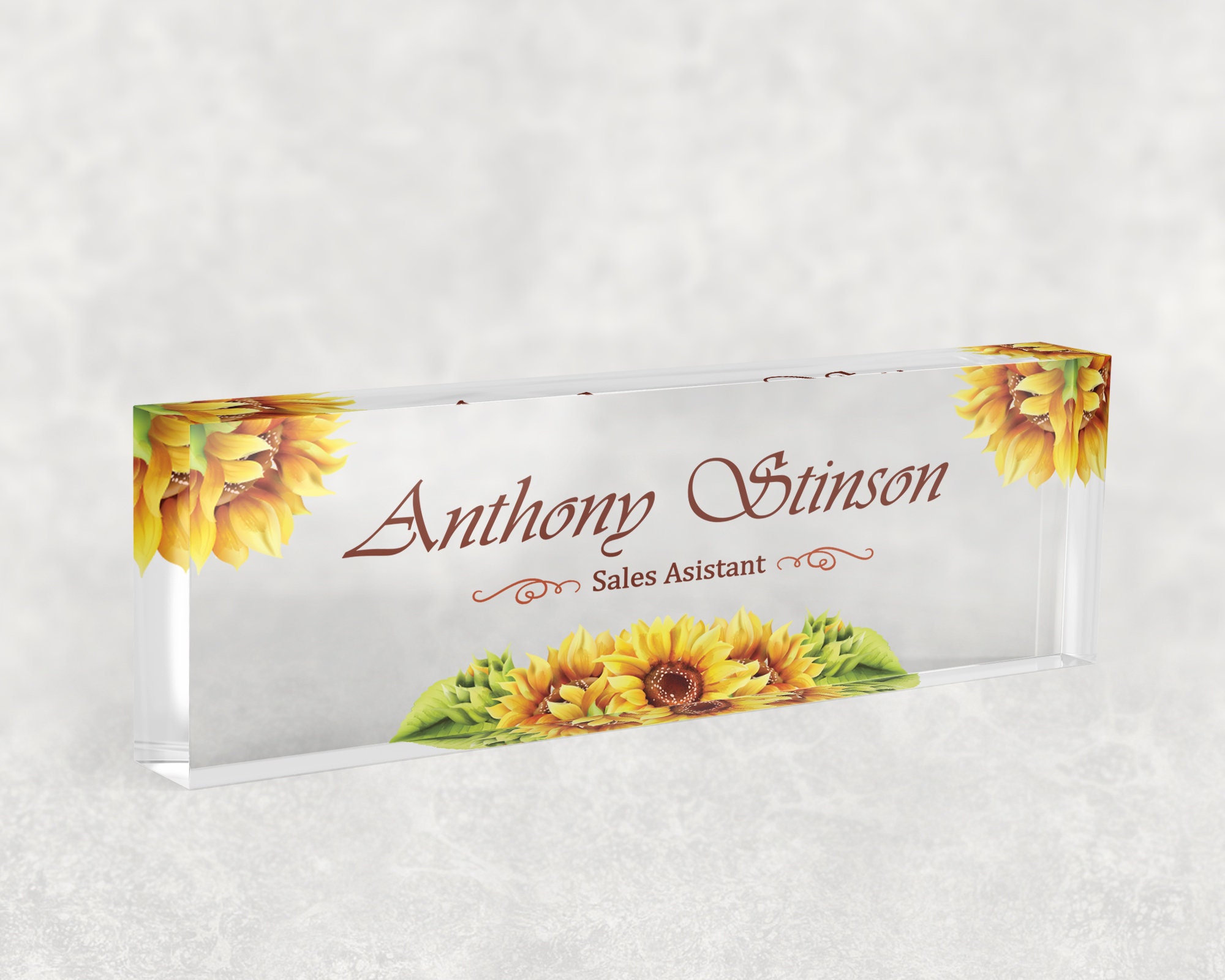Sunflower Concept Desk Name Plate Custom Personalized Desk Sign Plaque ...