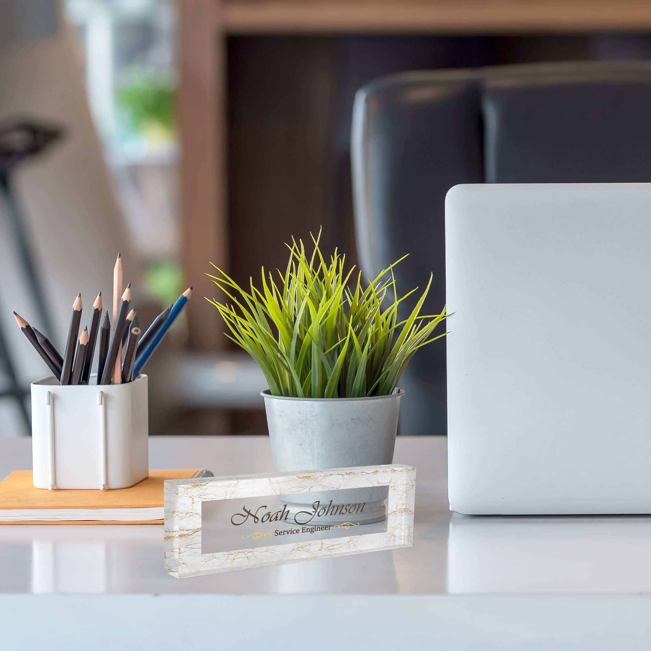 Desk Name Plate Custom Personalized Desk Sign Plaque Office Flower ...