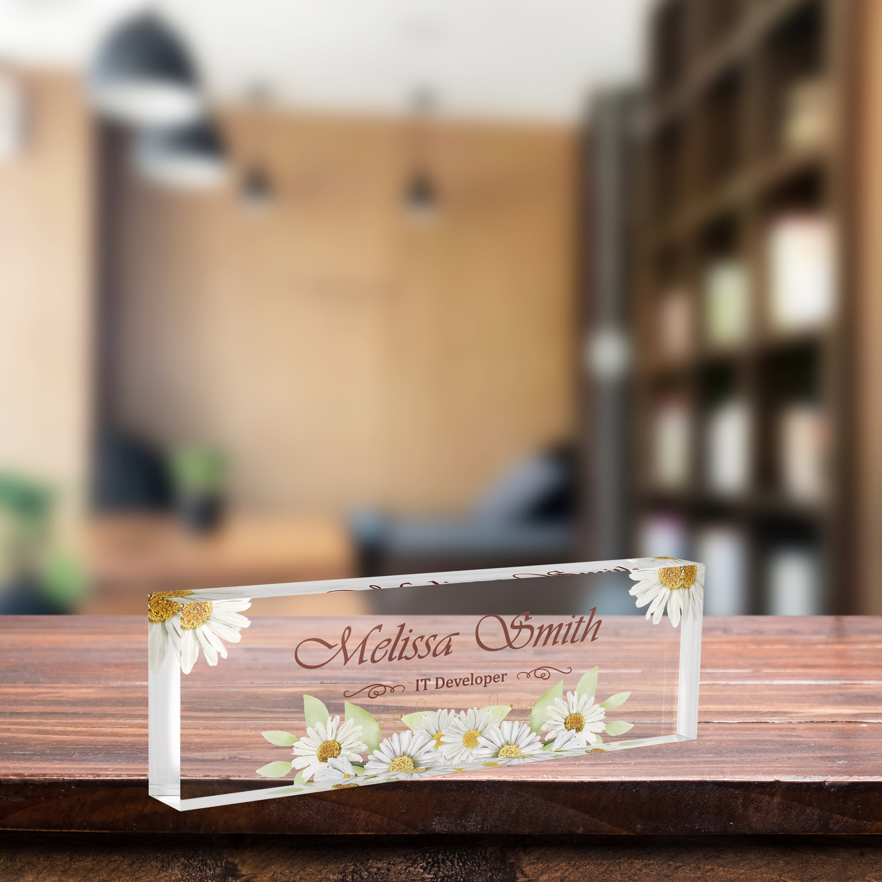 Daisies Concept Desk Name Plate Custom Personalized Desk Sign Plaque ...