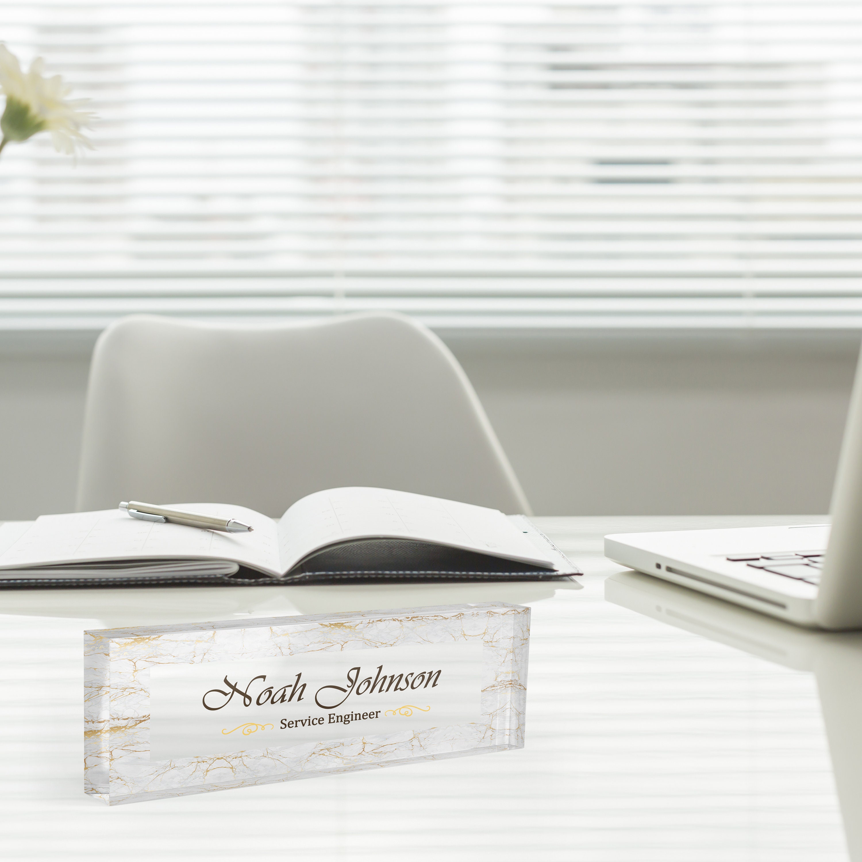 Desk Name Plate Custom Personalized Desk Sign Plaque Office Flower ...