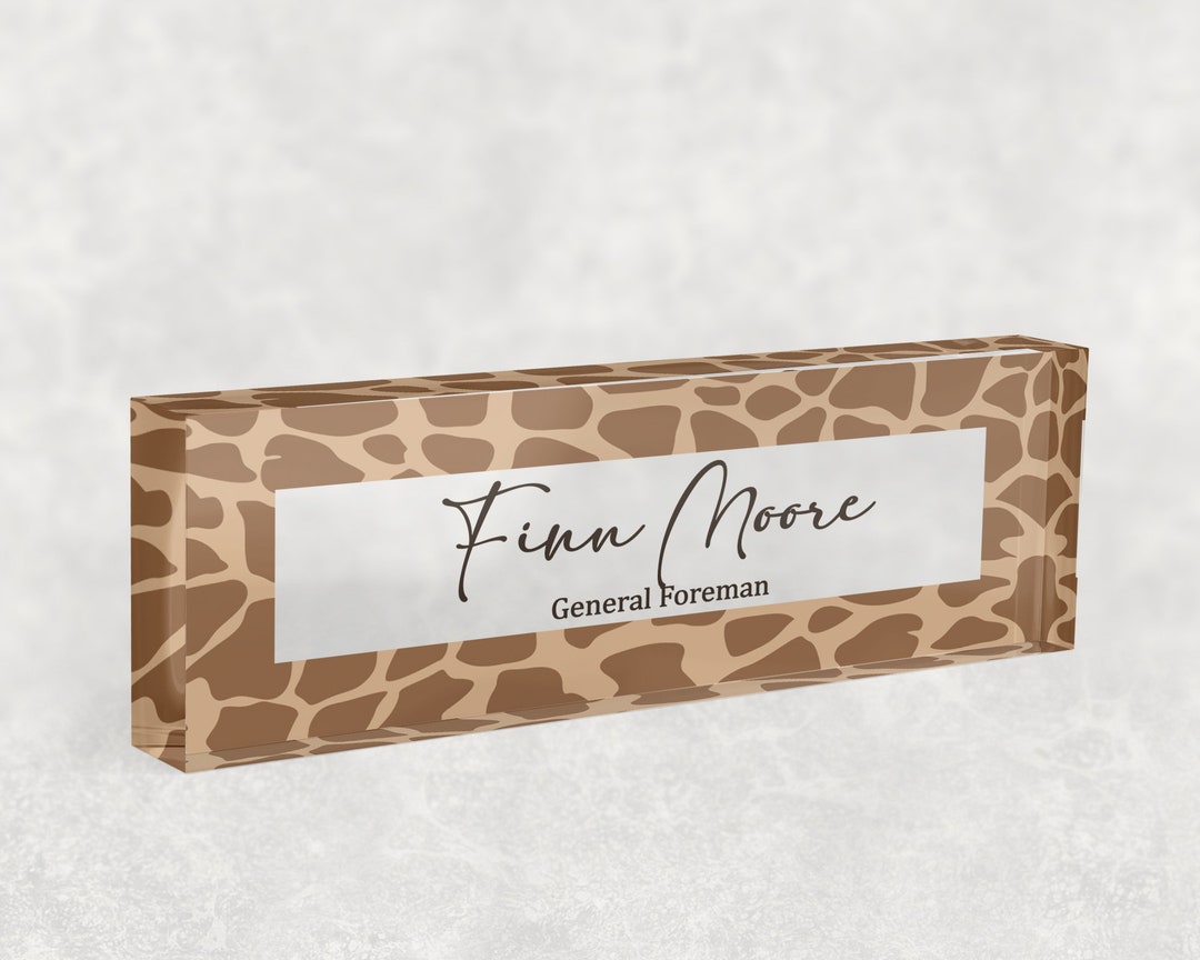 Brown Wild Concept Desk Name Plate Custom Personalized Desk Sign Plaque ...